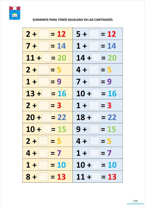 SUMAS Y RESTAS. Ficha interactiva | TopWorksheets