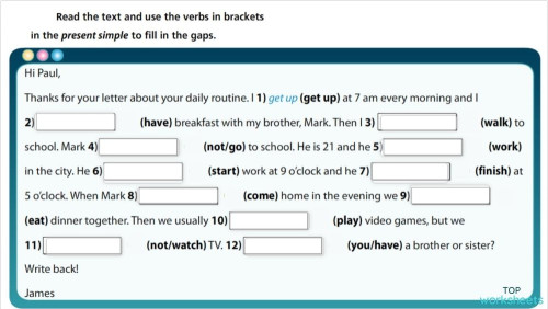 Present Simple Test A1. Interactive worksheet | TopWorksheets