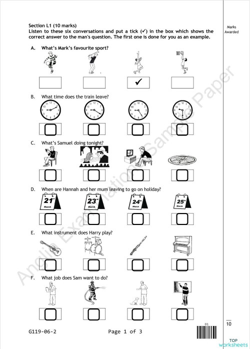 A2+ Listening GG119. Ficha interactiva | TopWorksheets