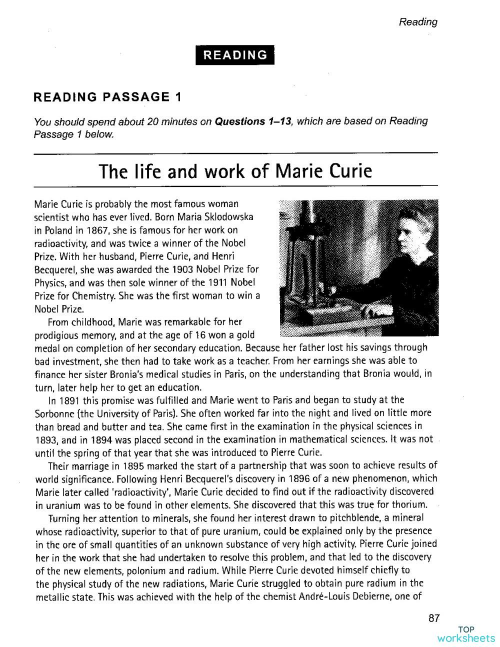 F - Mock Test - Reading 1 - Paragraph 1 + 2. Interactive worksheet ...