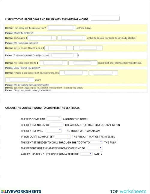 Endodontics. Interactive worksheet | TopWorksheets