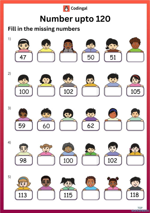 M_G01M01L05_WE02_Fill in the missing number. Interactive worksheet | TopWorksheets