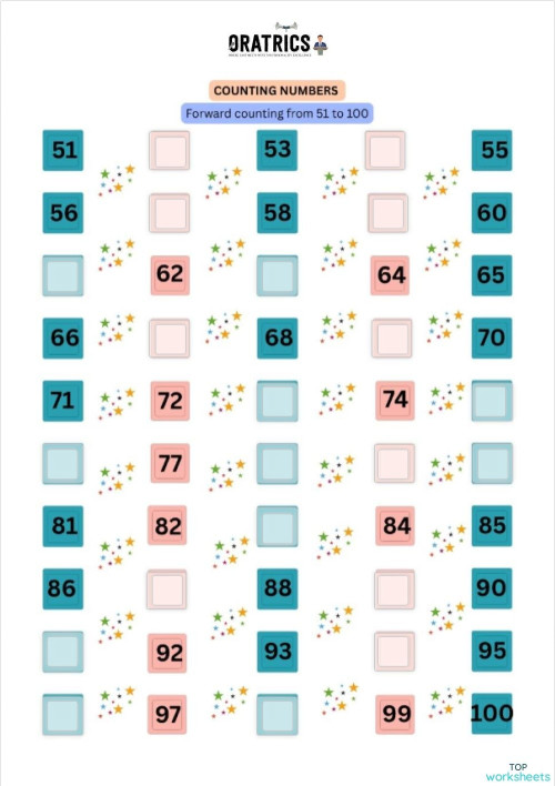 Counting Numbers 51- 100. Interactive worksheet | TopWorksheets