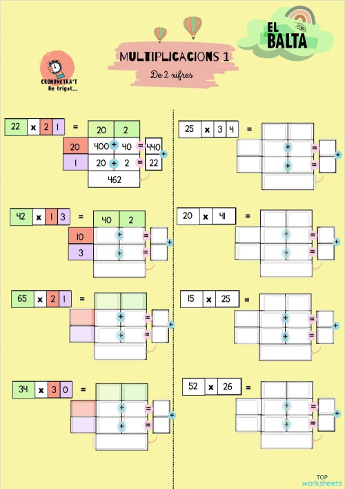 1 multiplicacions. Fitxa interactiva | TopWorksheets