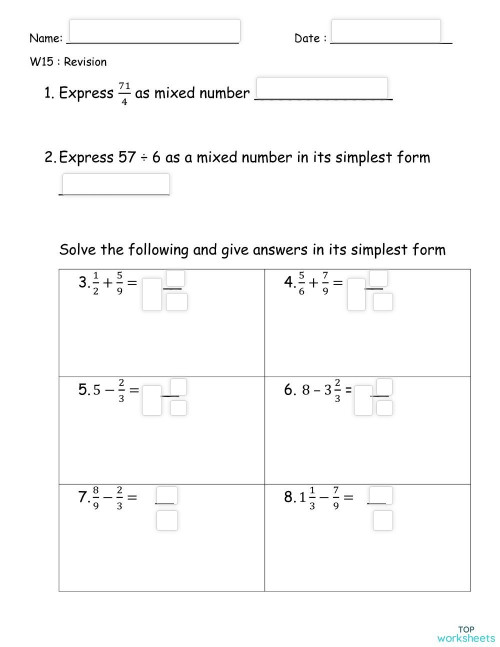 W15 Revision. Interactive worksheet | TopWorksheets