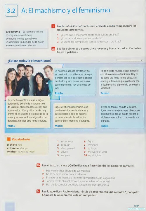 3. La igualdad de sexos 56 -3.2 El machismo y el feminismo. Ficha ...