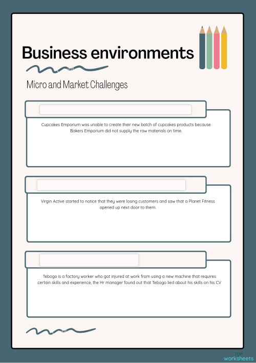 Identifying Business environments. Interactive worksheet | TopWorksheets
