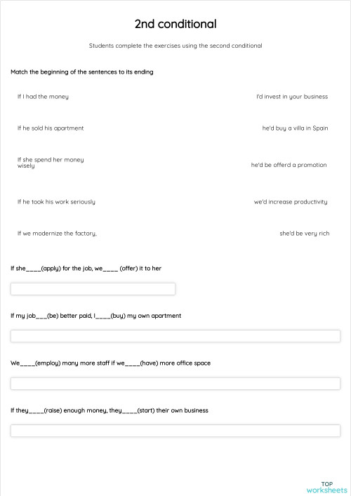 2nd conditional. Interactive worksheet | TopWorksheets