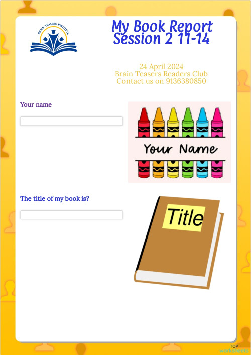 My Book Report Session 2 11-14. Interactive worksheet | TopWorksheets
