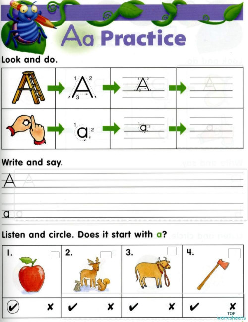 A to E writing letters. Interactive worksheet | TopWorksheets