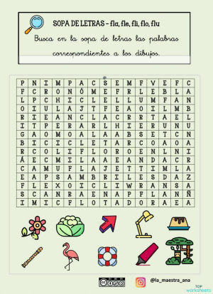 Palabras con Fl - fl.. Ficha interactiva | TopWorksheets