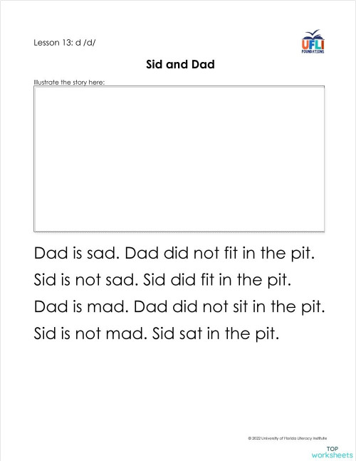 Sid and Dad UFLI Lesson 13. Interactive worksheet | TopWorksheets