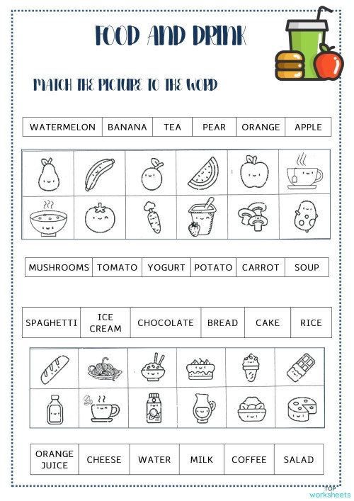 FOOD AND DRINK. Interactive worksheet | TopWorksheets