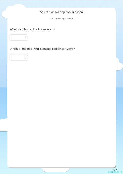 Select a answer by click a option. Interactive worksheet | TopWorksheets