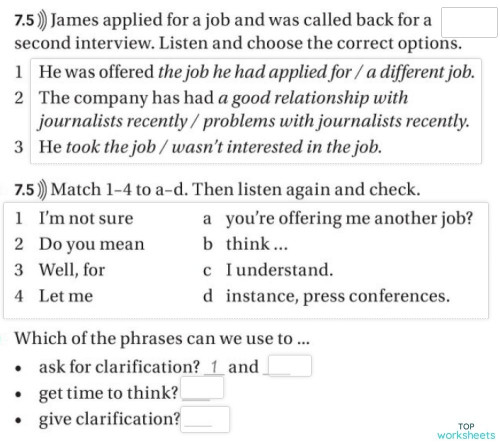 Phrases for clarification. Interactive worksheet | TopWorksheets