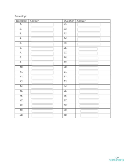 Unit 6: Stand up. Interactive worksheet | TopWorksheets