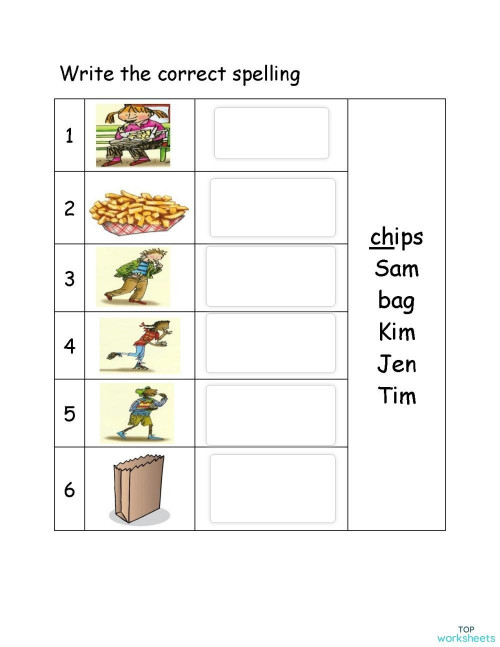 Chips Week 7 Spelling. Interactive worksheet | TopWorksheets