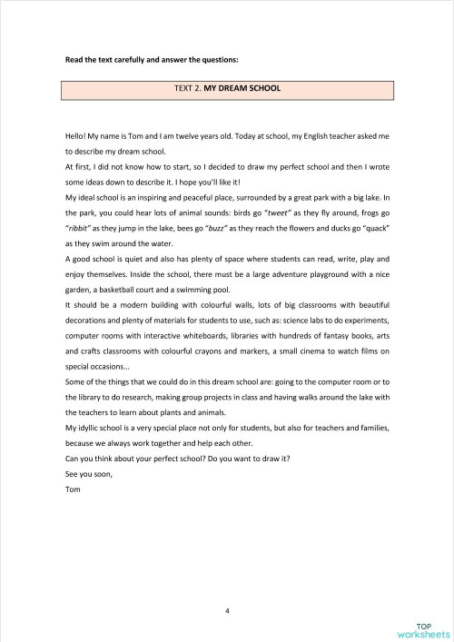 READING UNIT 2. Interactive worksheet | TopWorksheets