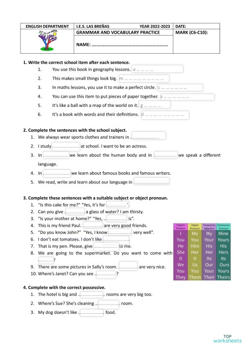 GRAMMAR AND VOCABULARY PRACTICE UNITS 0 AND 1. Interactive worksheet ...