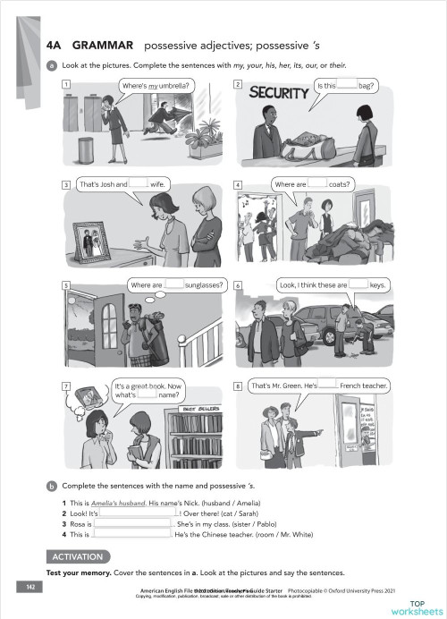 Possessive adjectives / possessive 's / adjectives. Interactive ...