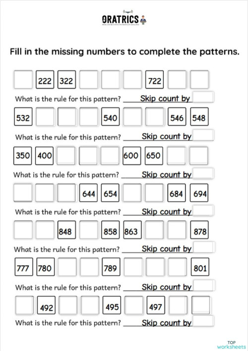 Missing Numbers. Interactive worksheet | TopWorksheets