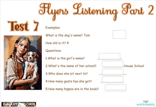 Flyers Listening Part 2_T7. Interactive worksheet | TopWorksheets