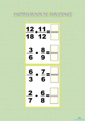 MULTIPLICACIÓN DE FRACCIONES. Ficha interactiva | TopWorksheets