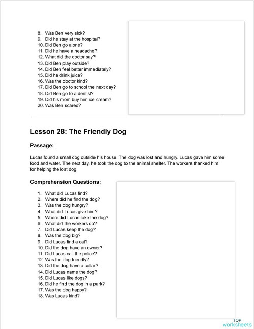 Reading Comprehension. Interactive worksheet | TopWorksheets