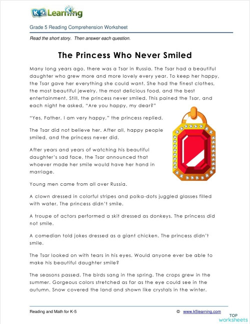 Reading Comprehension Worksheet. Interactive worksheet | TopWorksheets