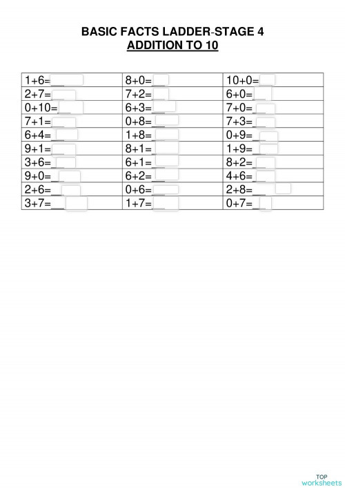 basic fact 17 march. Interactive worksheet | TopWorksheets