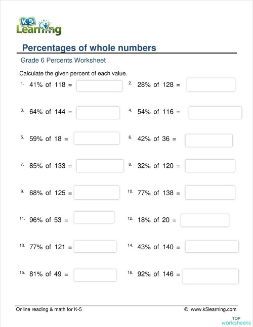 Percentages 4. Interactive worksheet | TopWorksheets