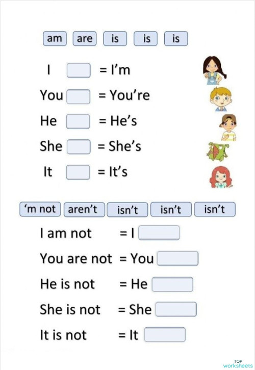 be (am/is/are+not) part 1. Interactive worksheet | TopWorksheets