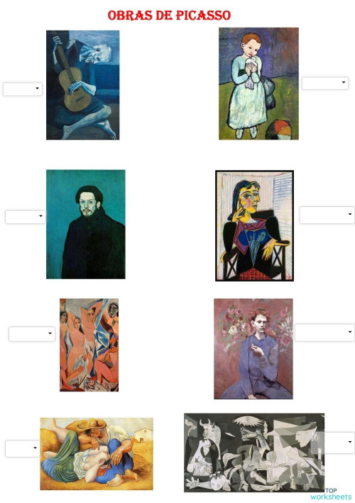 OBRAS DE PICASSO. Ficha interactiva | TopWorksheets