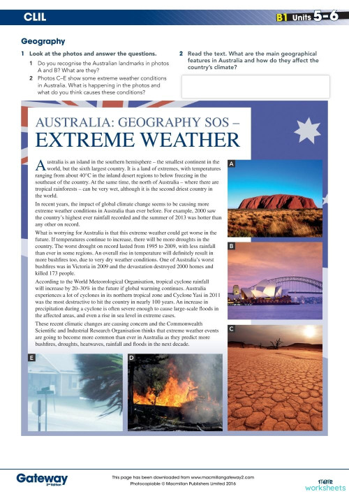 Australia: Geography SOS (Gateway B1). Interactive worksheet ...