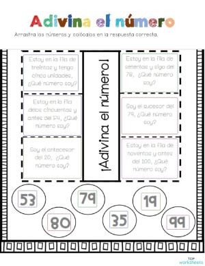 Adivina el número. Ficha interactiva | TopWorksheets