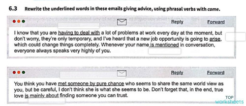 phrasal verbs (come). Interactive worksheet | TopWorksheets