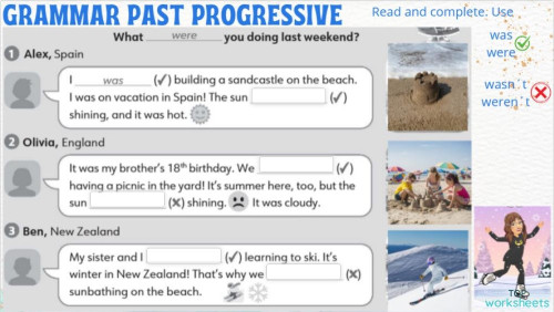 Grammar Past Progressive. Interactive worksheet | TopWorksheets