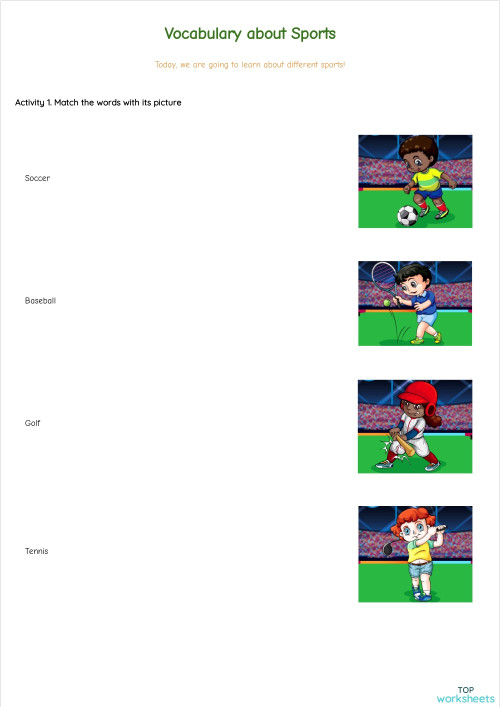 Vocabulary about Sports. Interactive worksheet | TopWorksheets