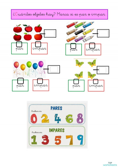 Par o impar.. Ficha interactiva | TopWorksheets