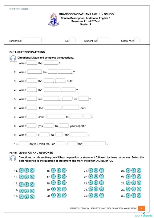 Listening: interactive worksheets and online exercises | TopWorksheets