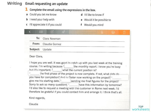 Writing business email. Interactive worksheet | TopWorksheets