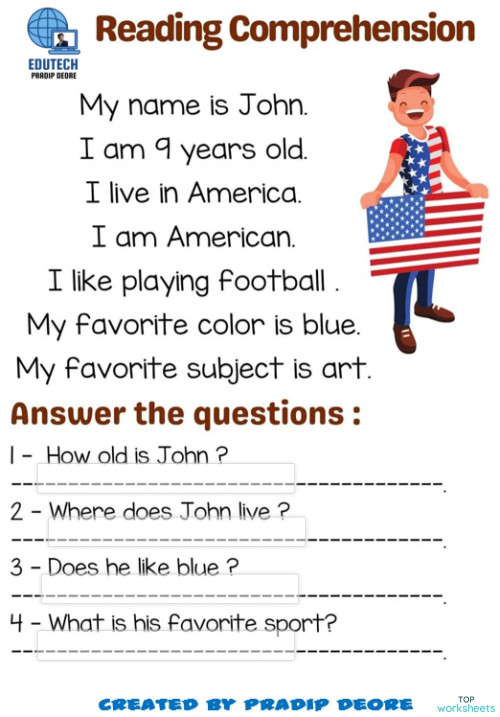 Reading Comprehension 2. Interactive worksheet | TopWorksheets