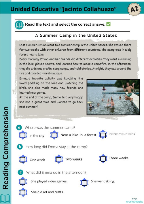 READING COMPREHENSION 3. Interactive worksheet | TopWorksheets