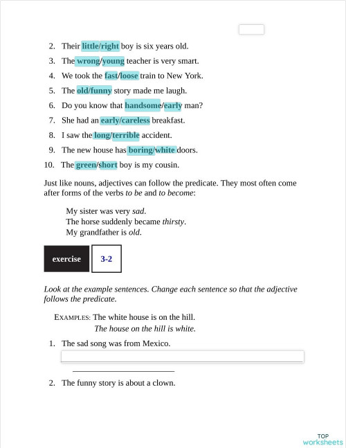 English grammar for Esl learners part 2. Interactive worksheet ...