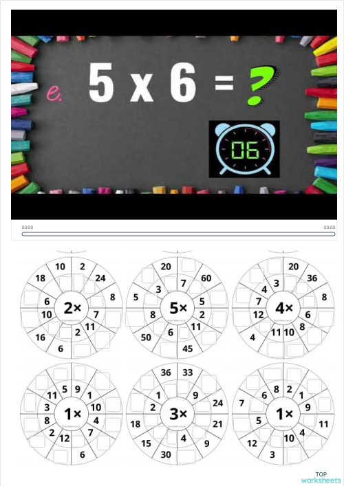 1-5 Times tables Video Quiz 2. Interactive worksheet | TopWorksheets