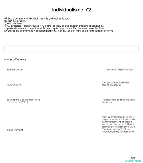 Individualisme n*2. Fiche interactive | TopWorksheets