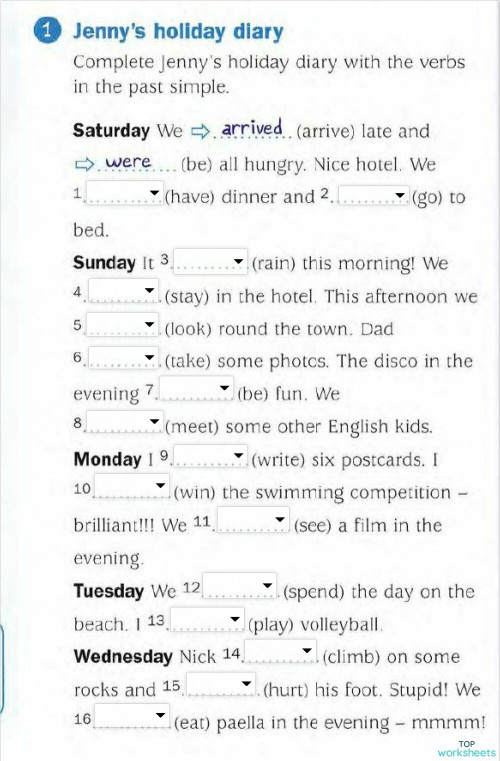 past simple. Interactive worksheet | TopWorksheets