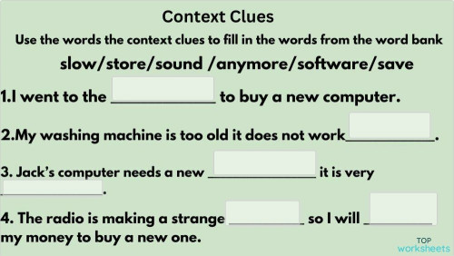 context clues. Interactive worksheet | TopWorksheets