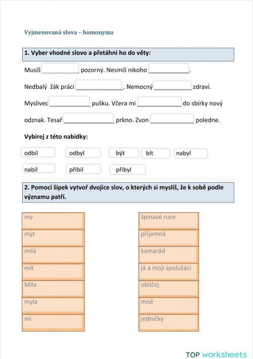 Vyjmenovaná slova: interaktivní pracovní listy a online cvičení ...