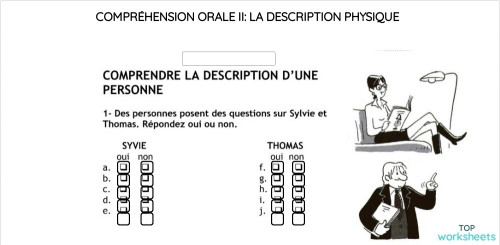 COMPRÉHENSION ORALE II: LA DESCRIPTION PHYSIQUE. Ficha interactiva ...
